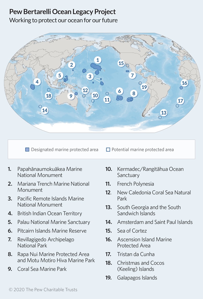 Pew Bertarelli Ocean Legacy Project Map, 2020 | The Pew Charitable Trusts